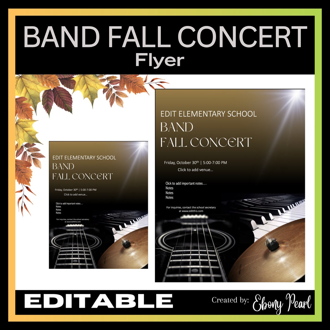 New! Editable Band Fall Concert Flyer | Unique Concert Flyer Templates ...