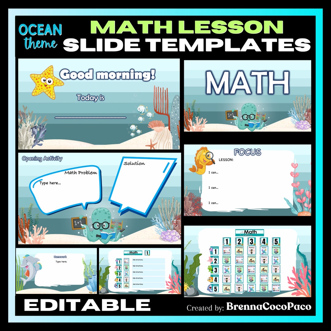 New Ocean Themed Math Lesson Slide Templates | Powerpoint for Math ...