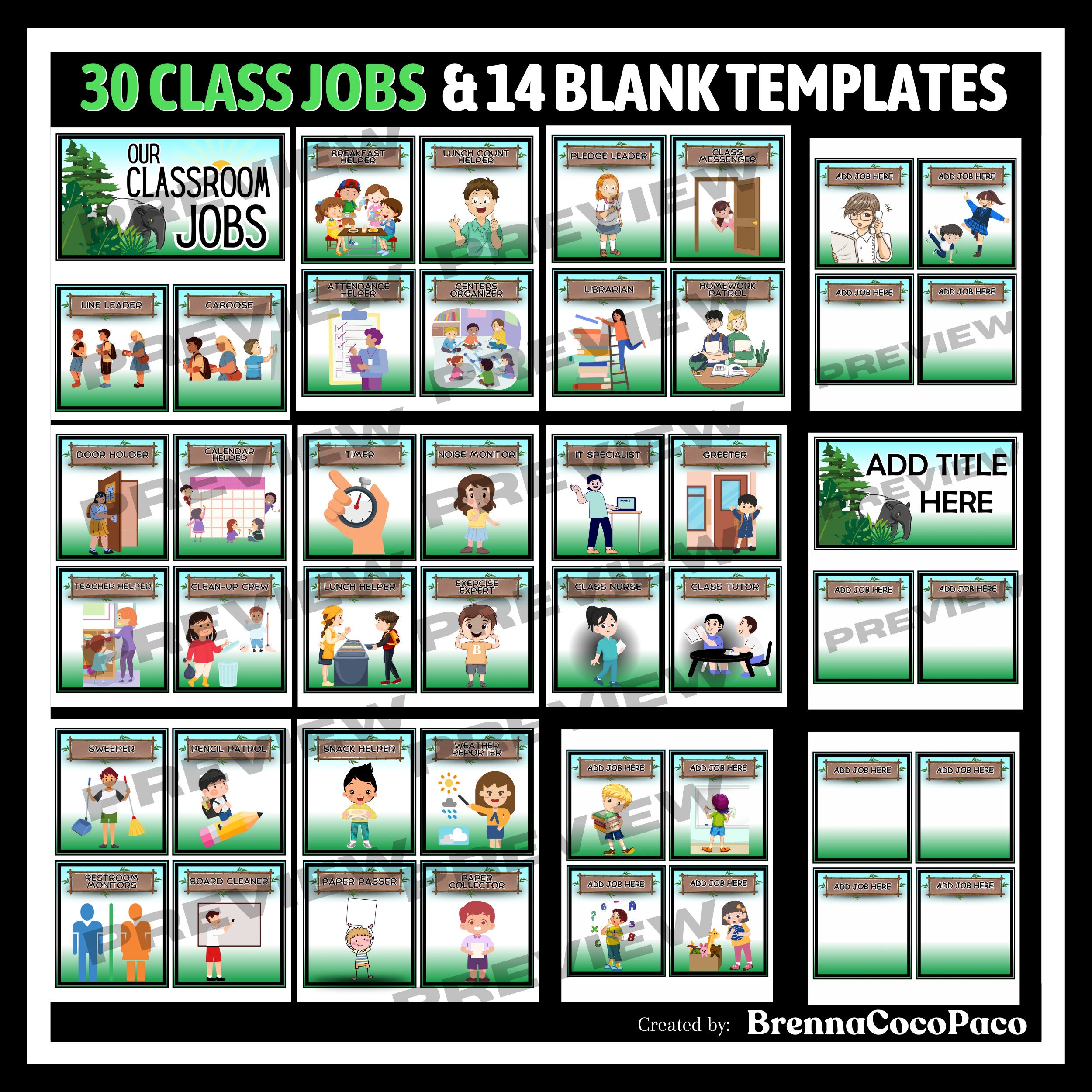 New Editable Forest Themed Classroom Jobs / Helpers of the Day Posters ...