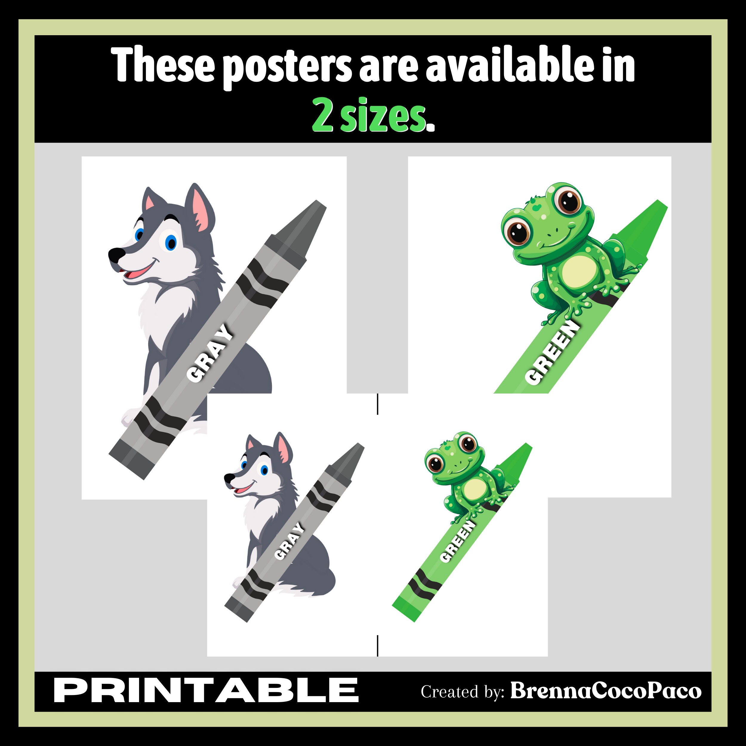New! Forest Themed Color Posters | Crayons and Forest Animals | Jungle ...