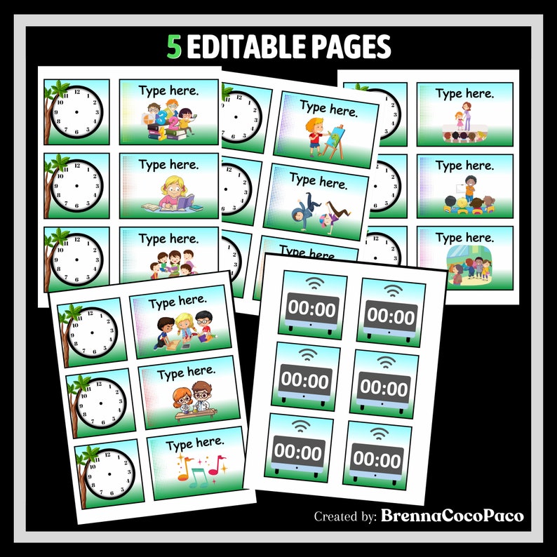 New! Editable Jungle or Forest Theme Visual Class Schedule | Analog ...