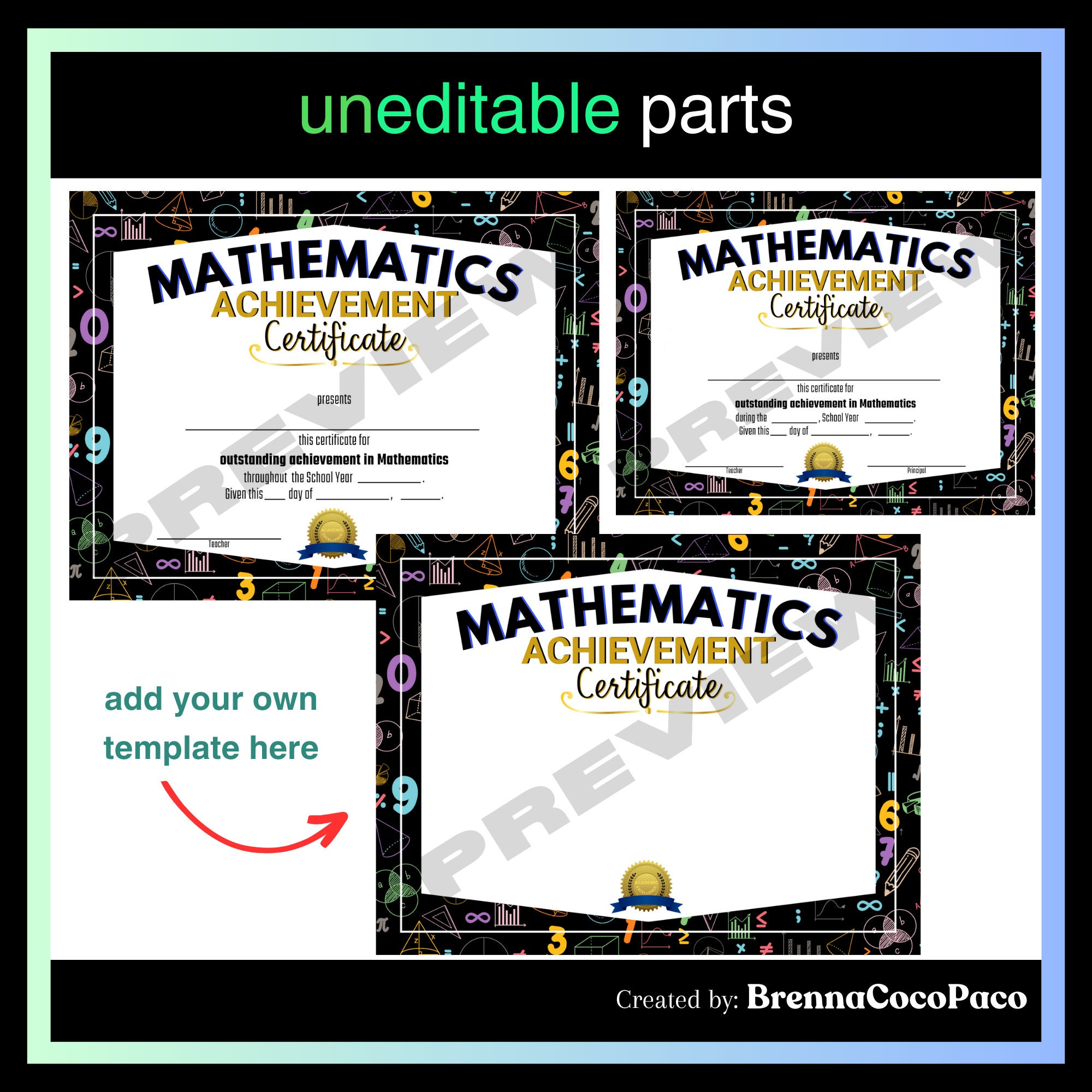 New Editable Mathematics Achievement Certificate | Math Certificate ...