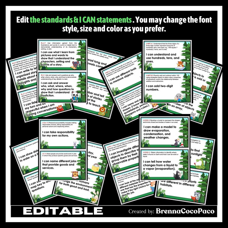 Forest Themed Focus Wall TEMPLATES: CCSS, I Can Statement, Spelling ...