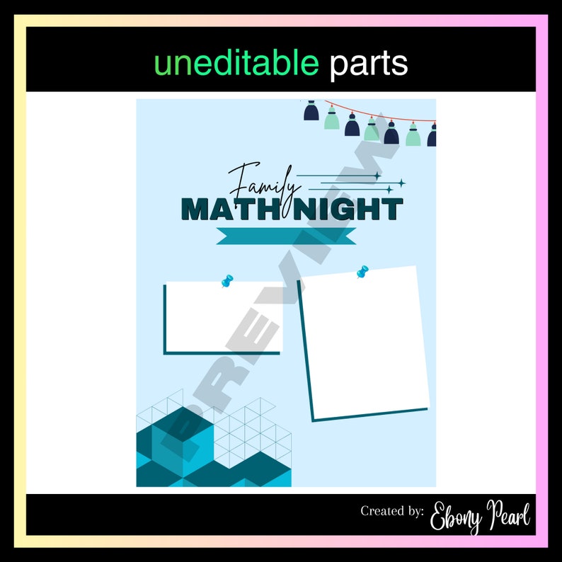 New Editable Family Math Night Flyer Template 1 Unique School Flyers - Etsy