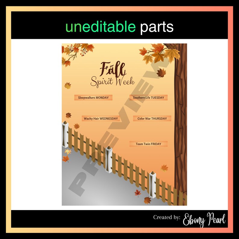 New Fall Spirit Week Flyer School Wide Spirit Week Flyer 1 - Etsy