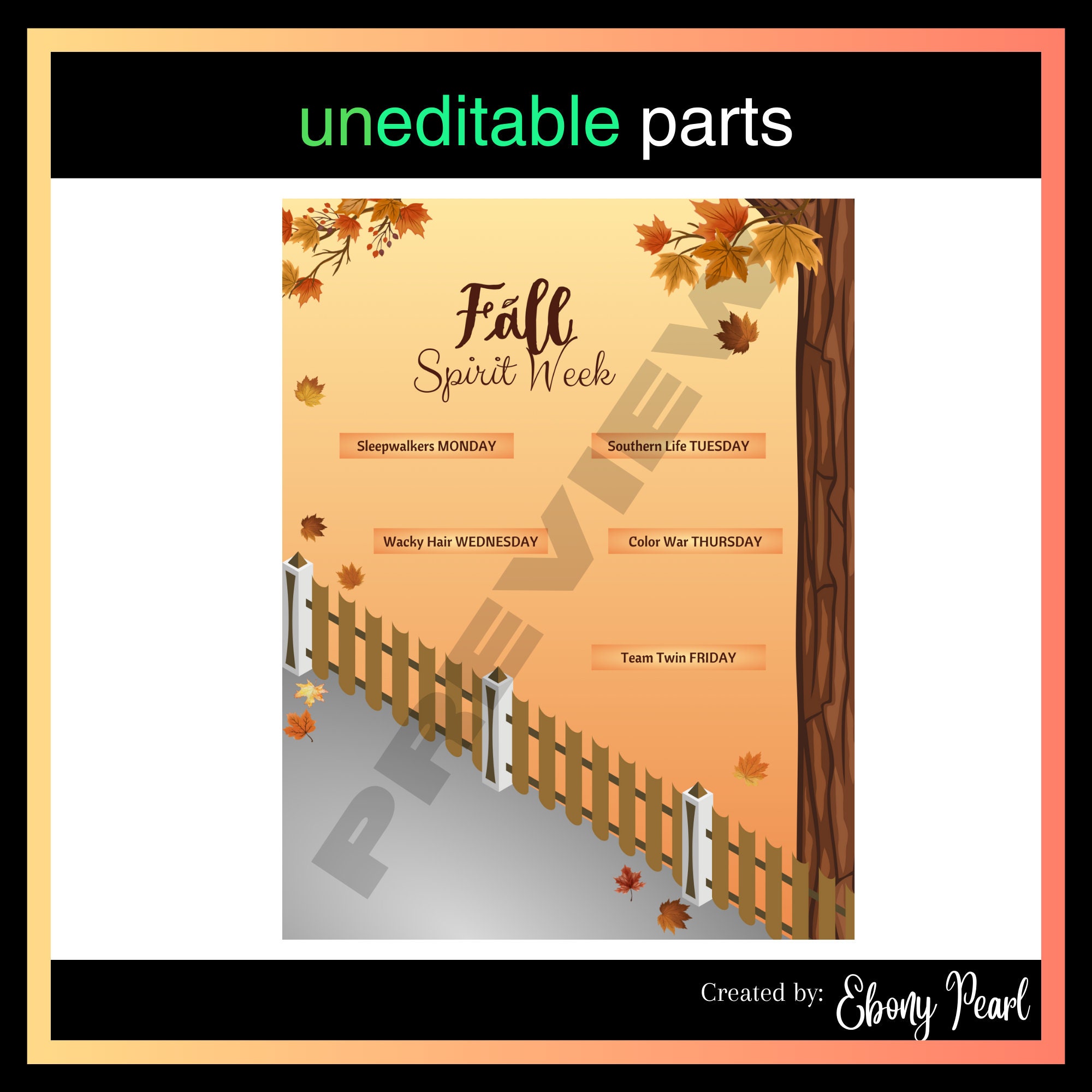 New Fall Spirit Week Flyer School Wide Spirit Week Flyer 1 - Etsy