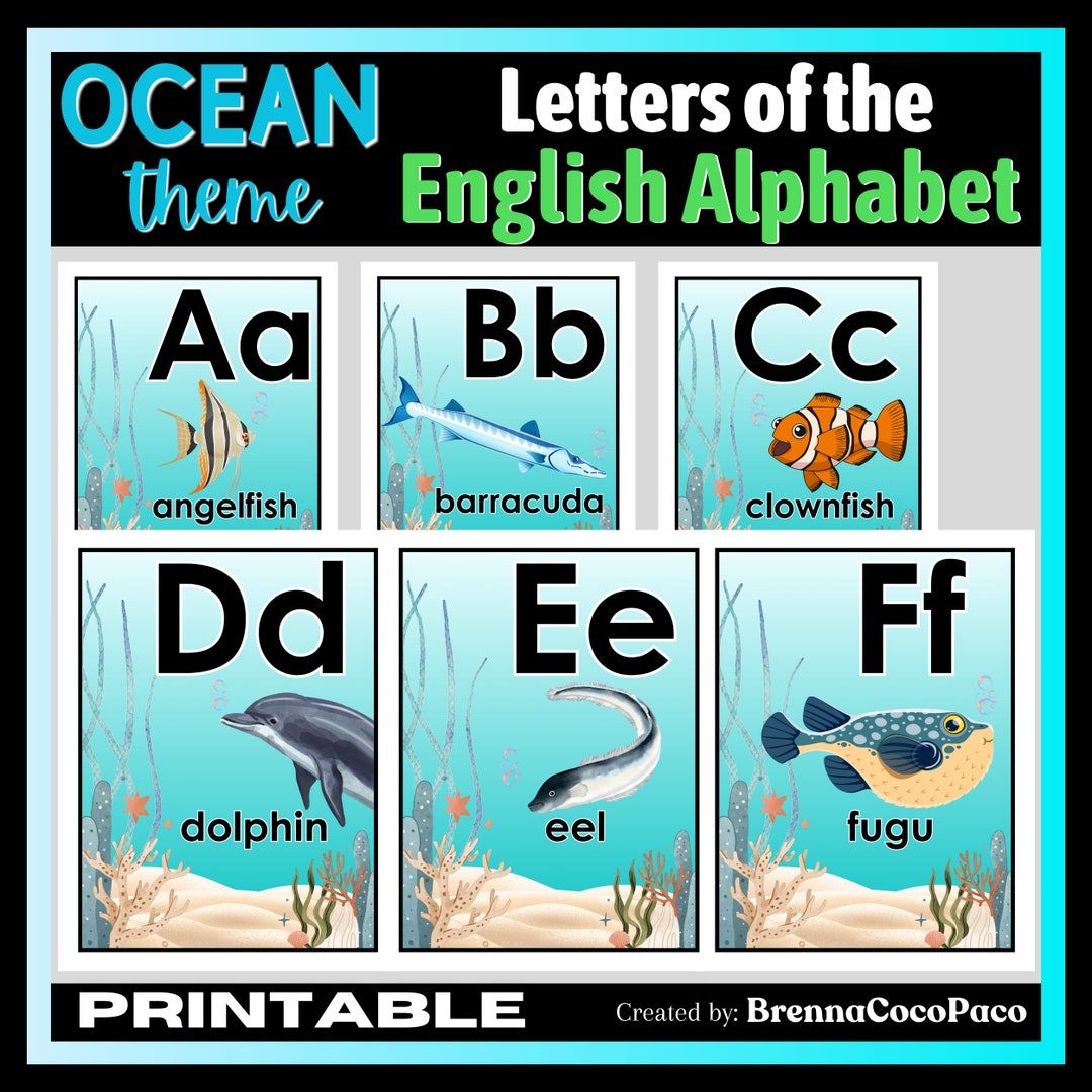 New! Ocean Themed Letters of the Alphabet With Ocean Animal Posters - Etsy