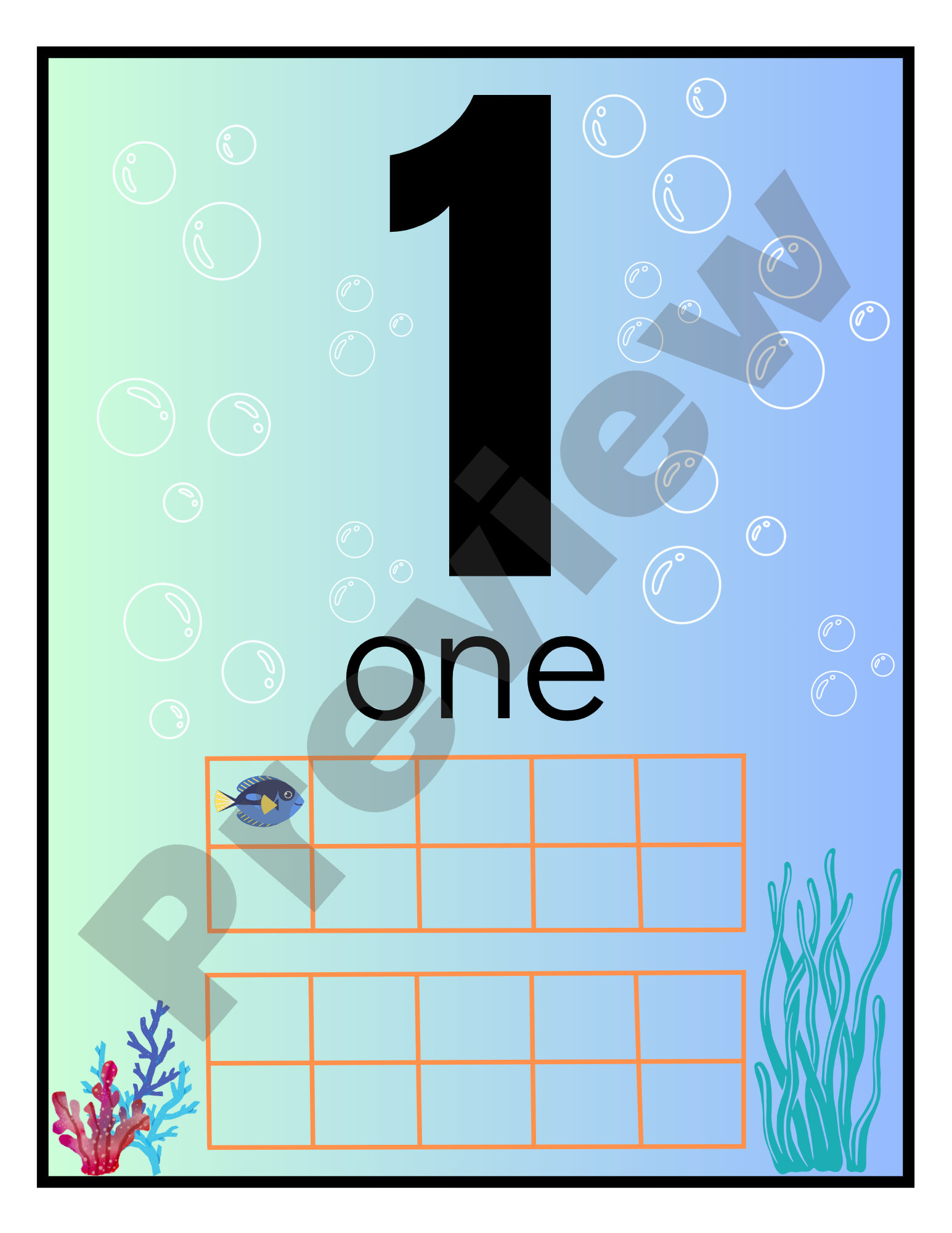 Number Posters 0-20 With Number Words and Tens Frames (ocean-themed) - Etsy