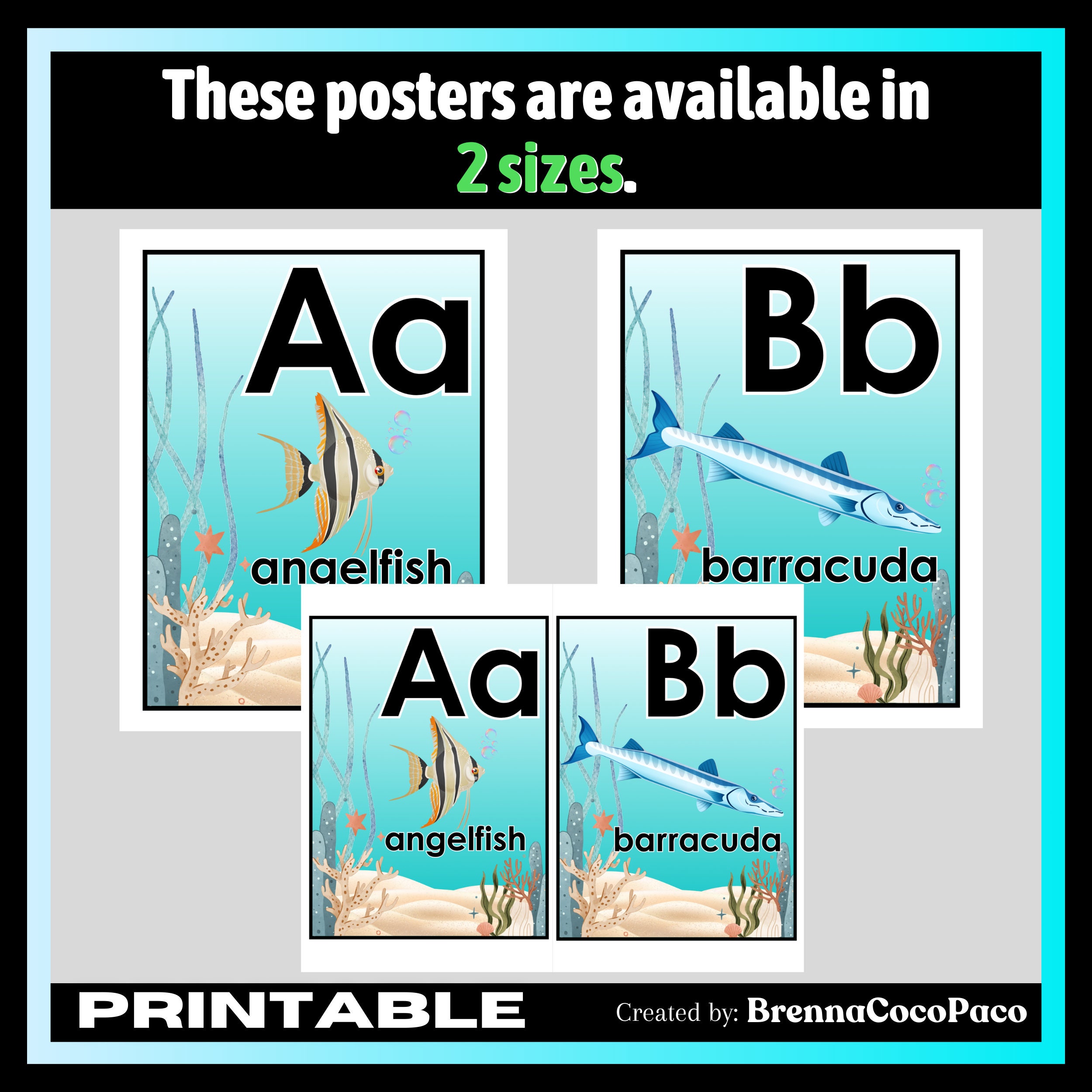 New! Ocean Themed Letters of the Alphabet With Ocean Animal Posters - Etsy