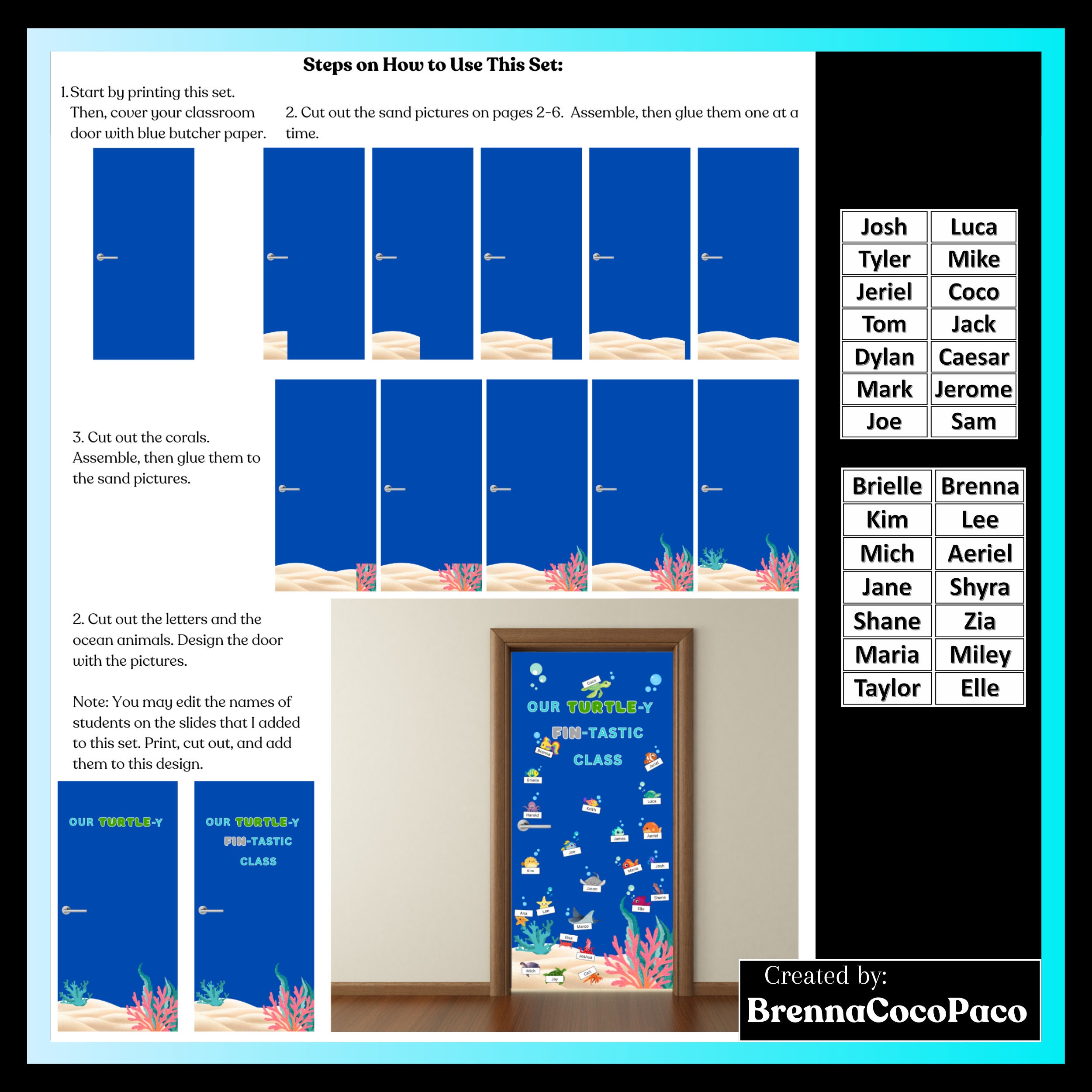 New Ocean Themed Classroom Door Decoration | Print-ready and Editable ...