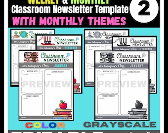 NEW Editable Classroom Weekly & Monthly Newsletter Template 1 W ...