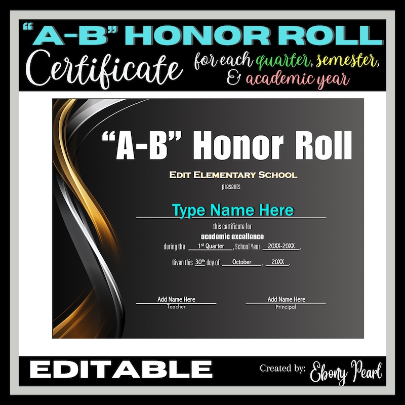 A/b Honor Roll - Etsy