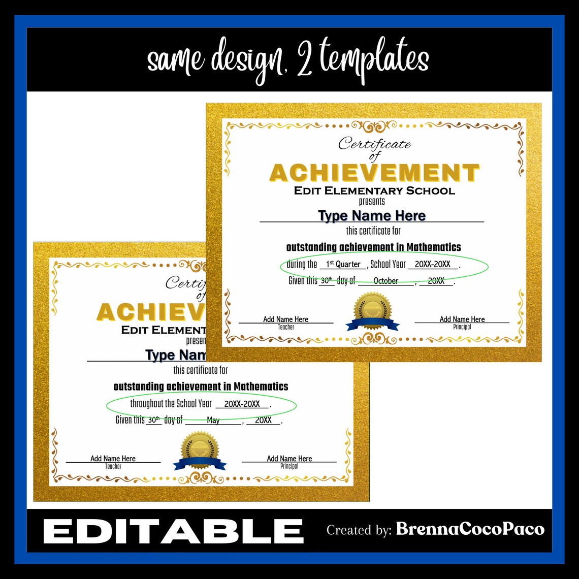 New Editable Mathematics Achievement Certificate | Math Certificate ...
