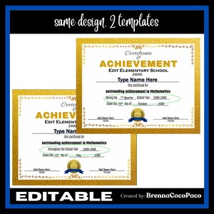 New Editable Mathematics Achievement Certificate | Math Certificate ...