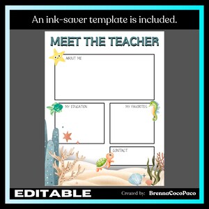 New Ocean Theme Meet the Teacher Template | Under the Sea Theme Meet ...