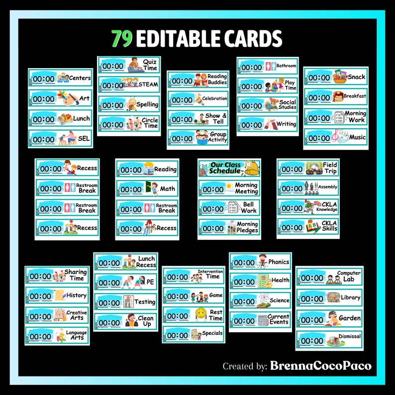 New! Editable Ocean Theme Visual Class Schedule With Cliparts - Etsy