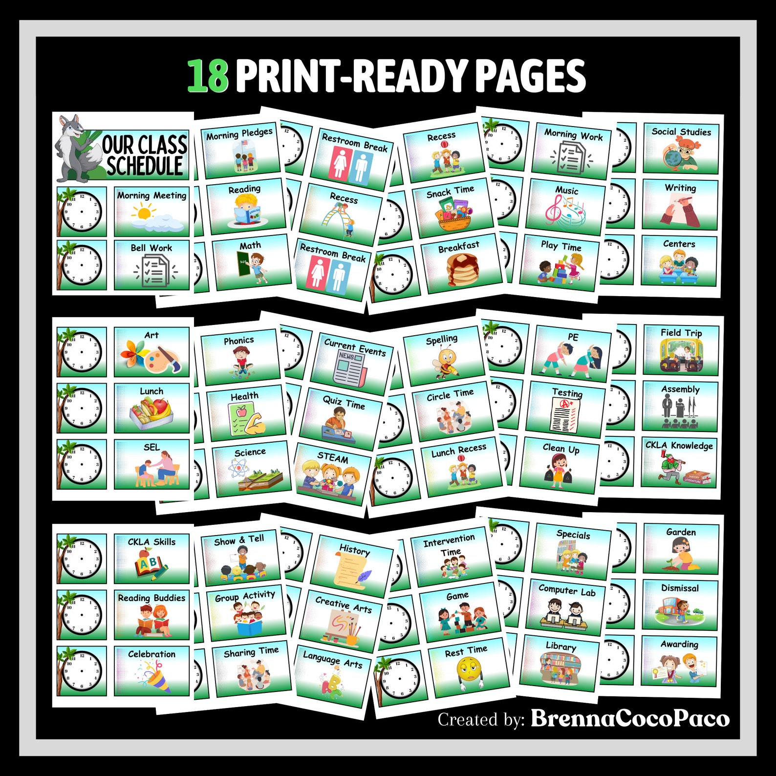 New! Editable Jungle or Forest Theme Visual Class Schedule | Analog ...