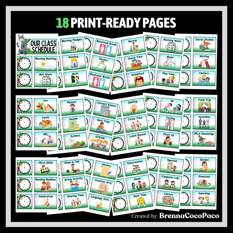 New! Editable Jungle or Forest Theme Visual Class Schedule | Analog ...