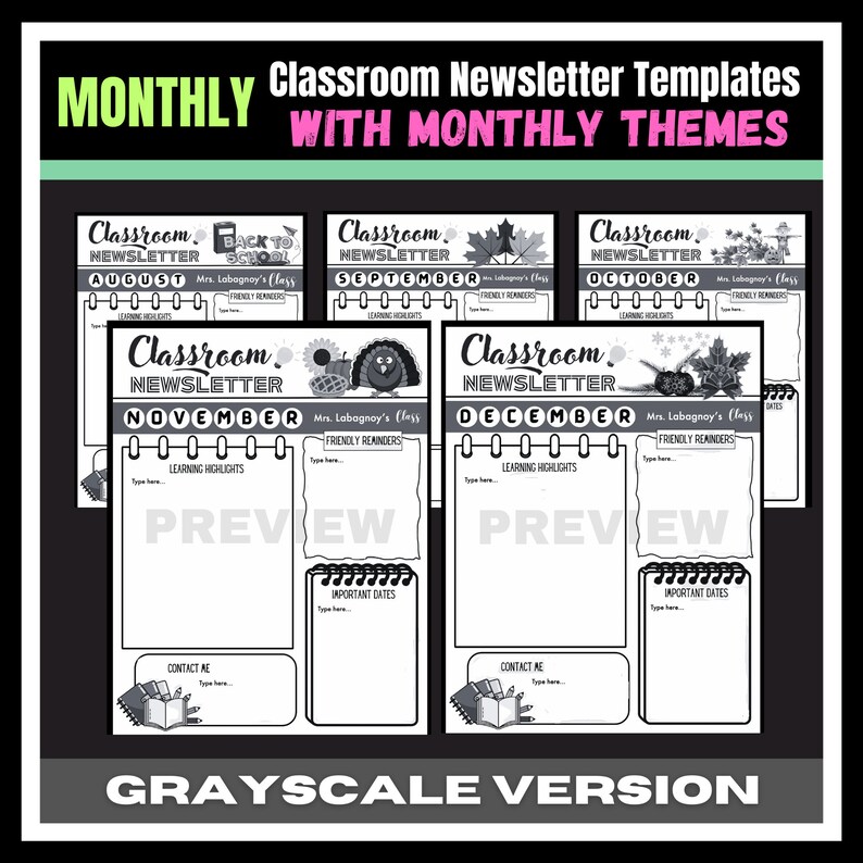 NEW Editable Classroom Weekly & Monthly Newsletter Template 1 W ...