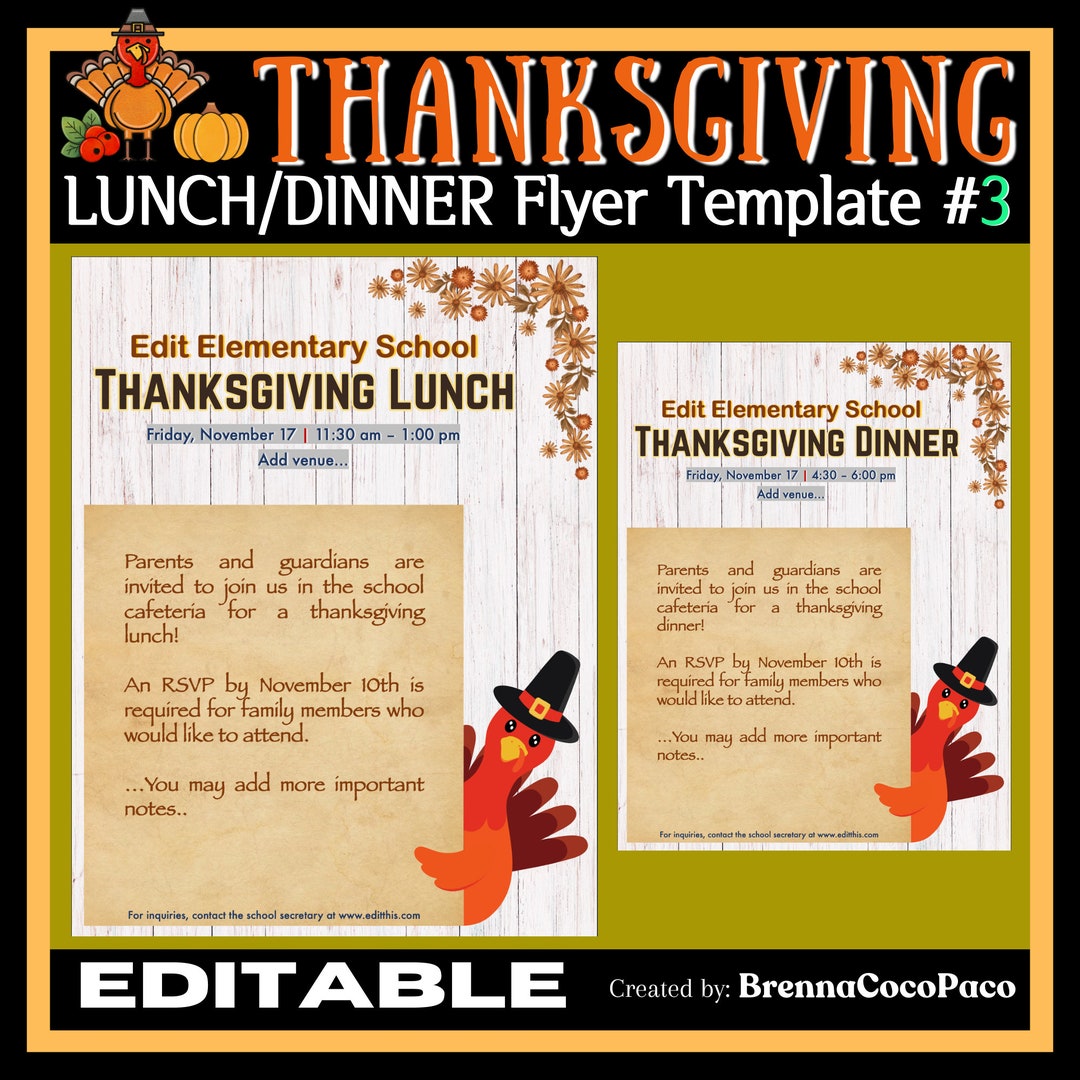 New Editable Thanksgiving Lunch, Dinner, or Food Drive Flyer Template ...