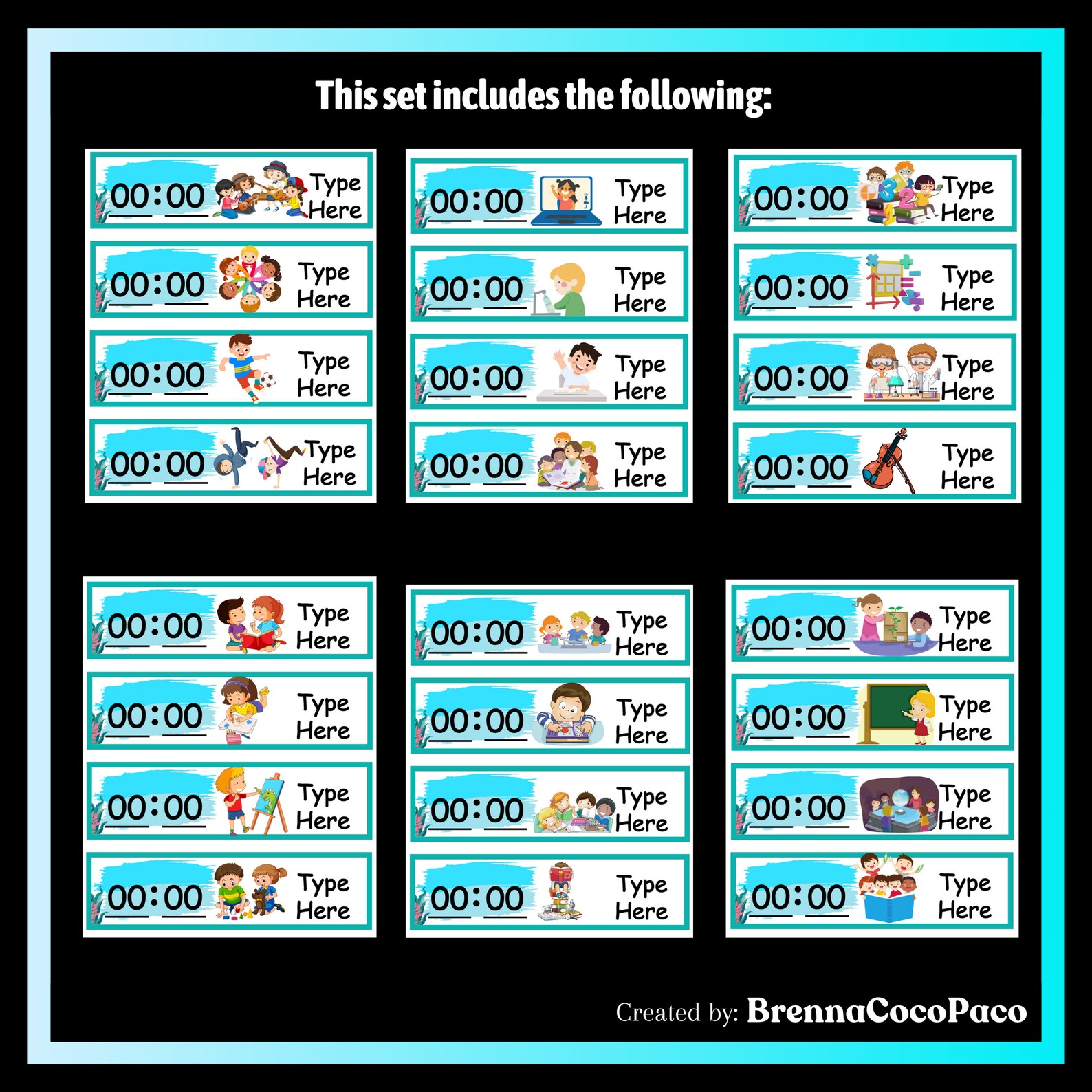 New! Editable Ocean Theme Visual Class Schedule With Cliparts - Etsy