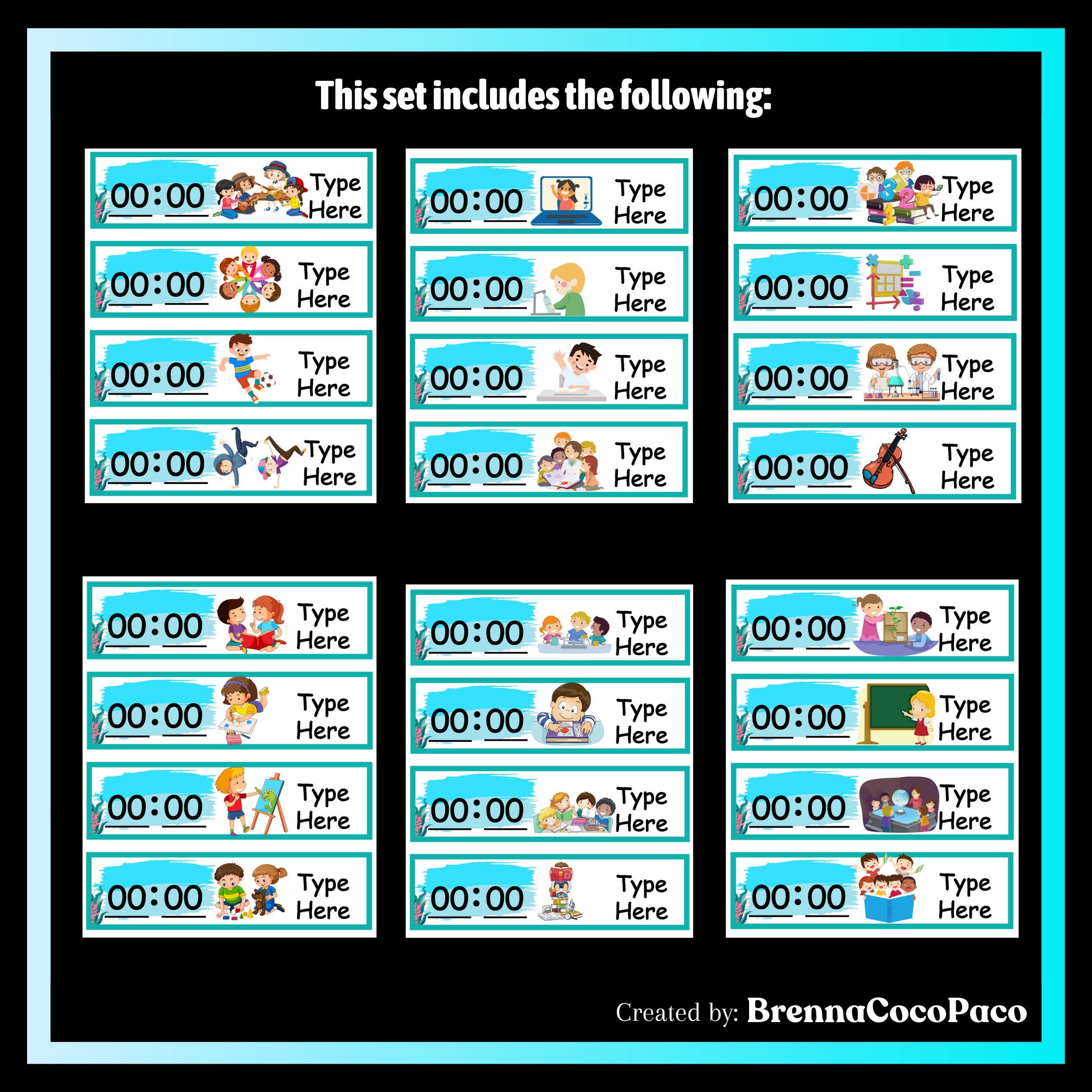 New! Editable Ocean Theme Visual Class Schedule With Cliparts - Etsy