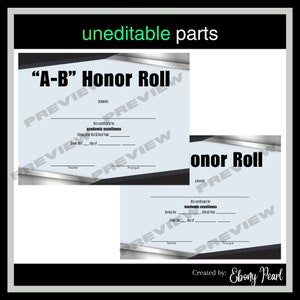 New! Editable "a-b" Honor Roll Certificate #1 | Each Quarter, Semester ...