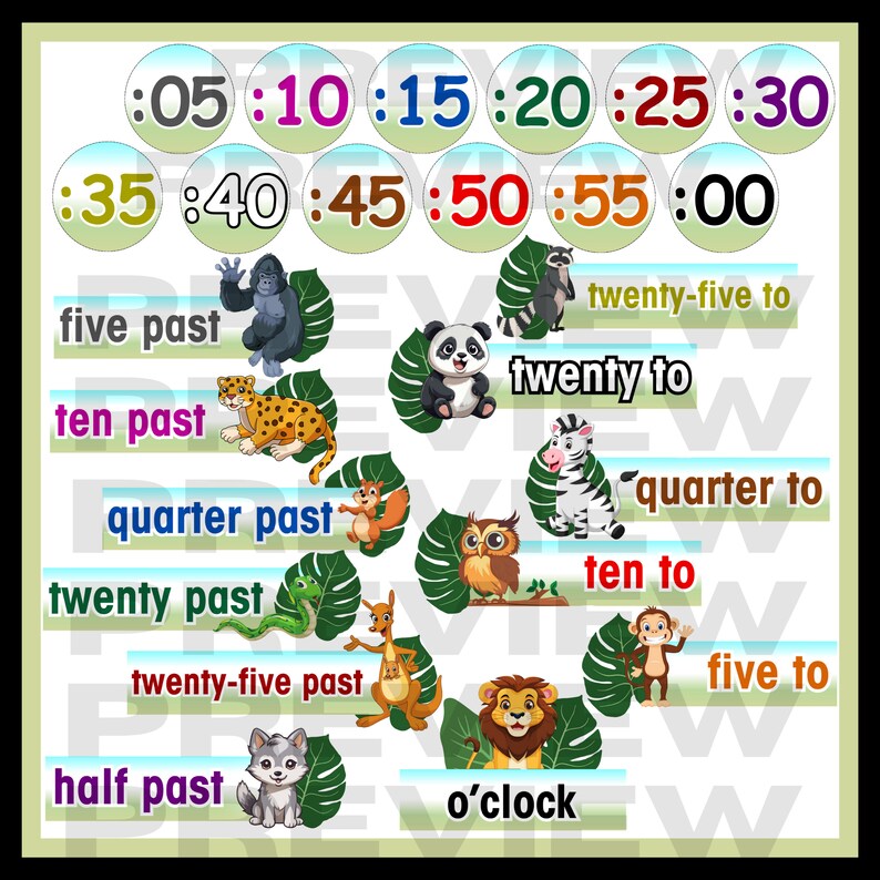 New! Forest Themed Clock Labels | Jungle / Forest Themed Classroom ...