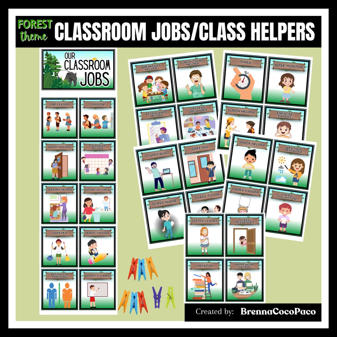 New Editable Forest Themed Classroom Jobs / Helpers of the Day Posters ...