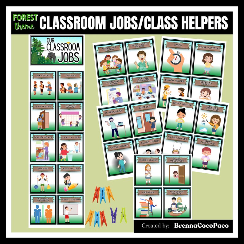 New Editable Forest Themed Classroom Jobs / Helpers of the Day Posters ...