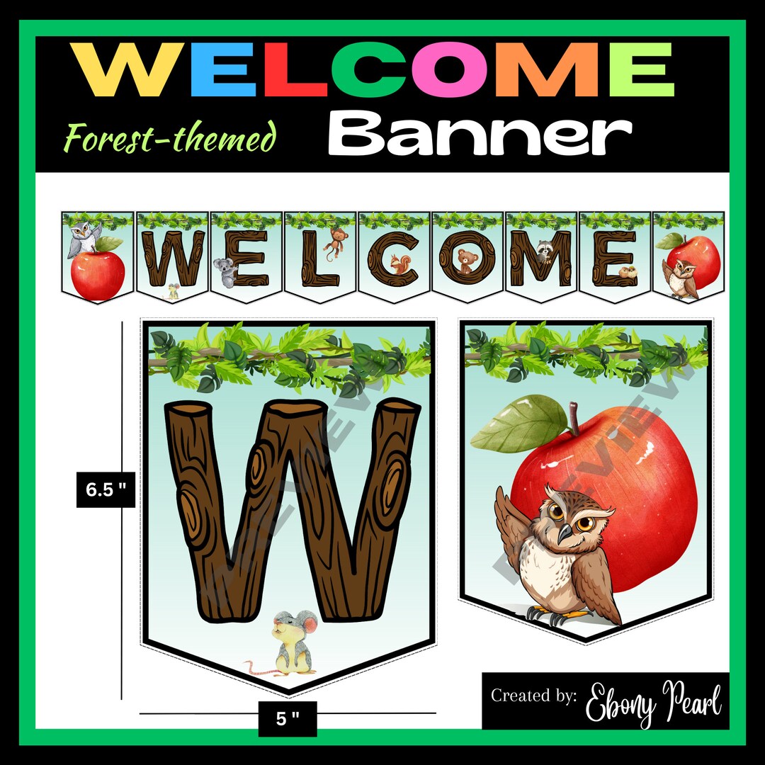 New! Printable Forest-themed WELCOME Banner & Editable Bunting Letters ...