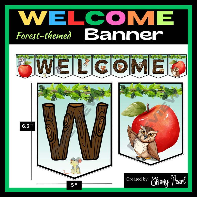 New! Printable Forest-themed WELCOME Banner & Editable Bunting Letters ...