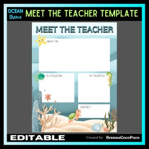 New Ocean Theme Meet the Teacher Template | Under the Sea Theme Meet ...