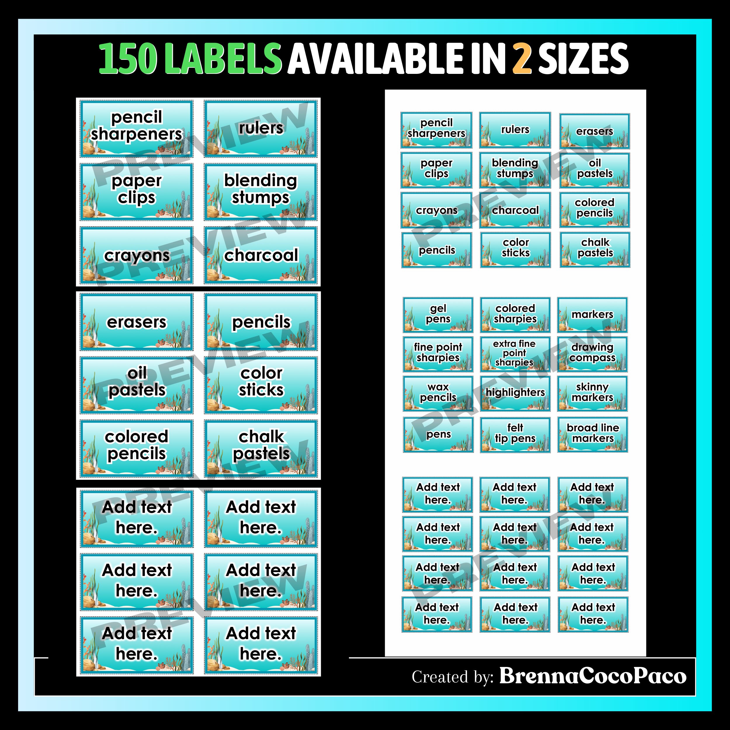 New Ocean Themed Classroom Craft & Supply Labels | Print-ready and ...