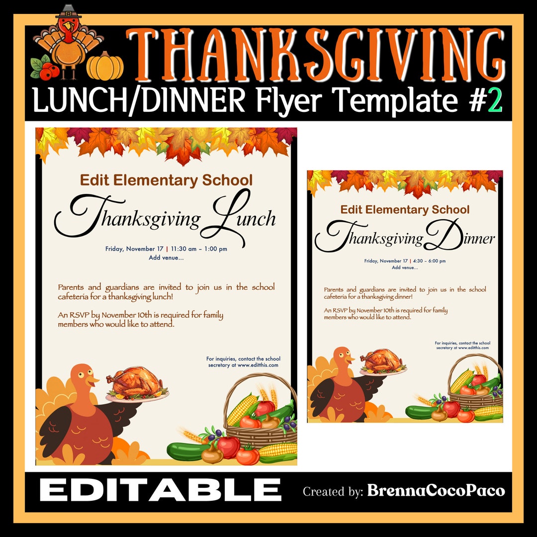New Editable Thanksgiving Lunch, Dinner, or Food Drive Flyer Template ...