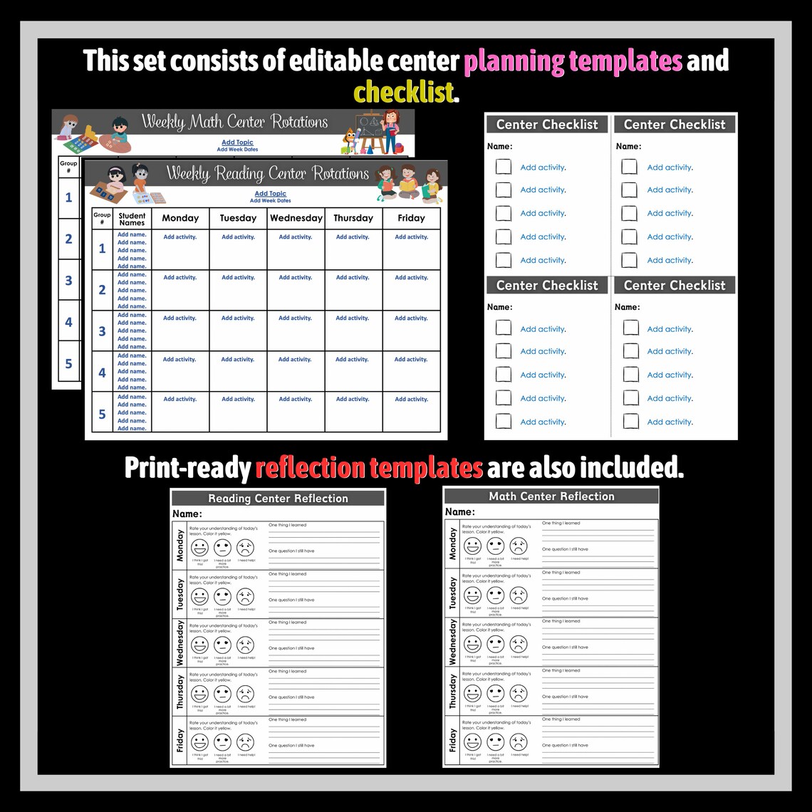 Forest Theme Center Rotation Posters, Planning Templates, Checklist ...