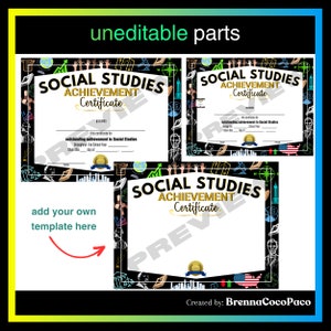 New Editable Social Studies Achievement Certificate | Math Certificate ...