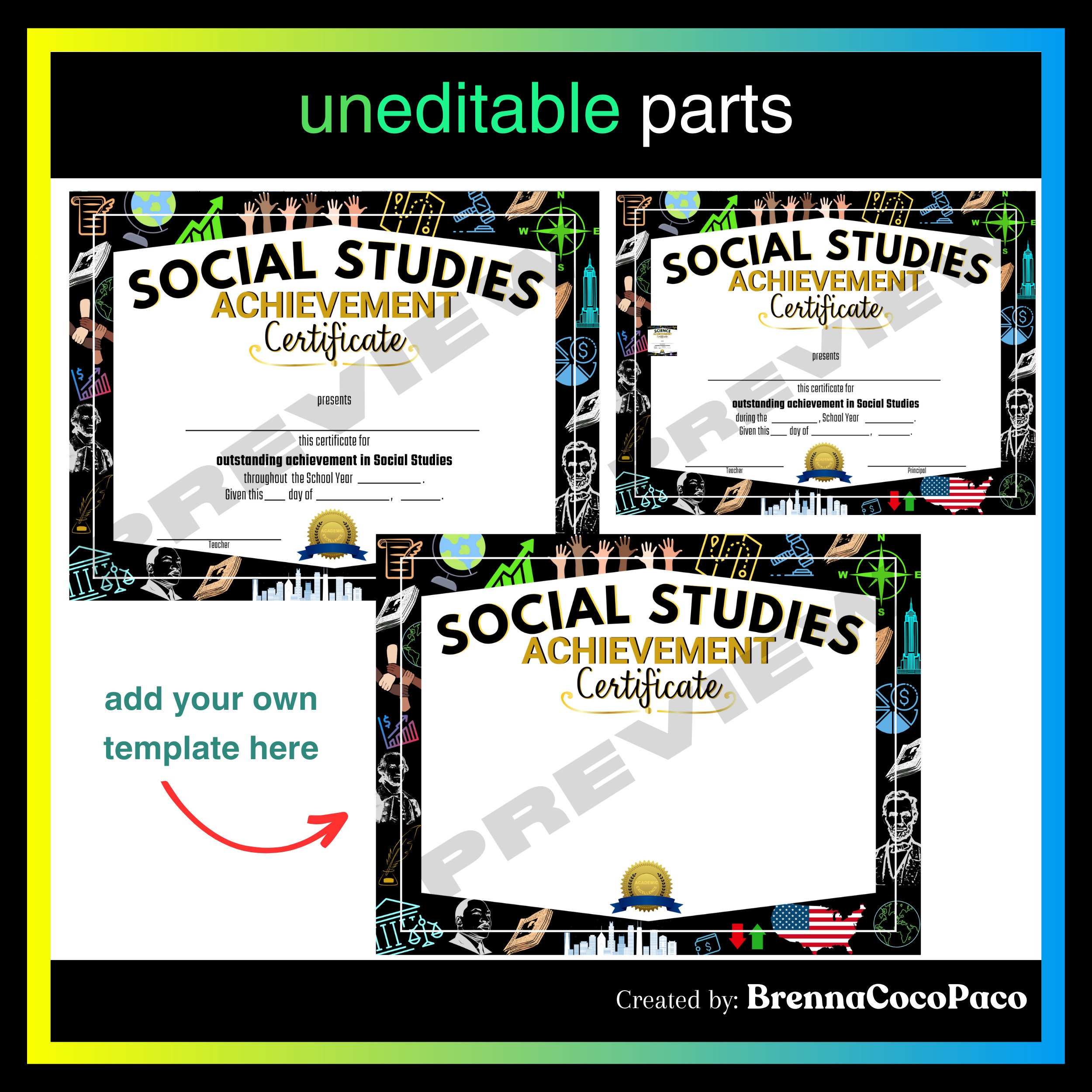 New Editable Social Studies Achievement Certificate | Math Certificate ...