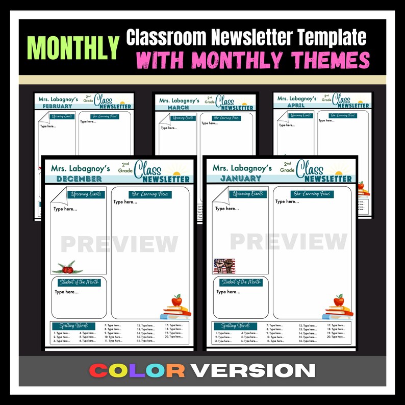 NEW Editable Class Newsletter Template W/ Spelling Words & Student of ...