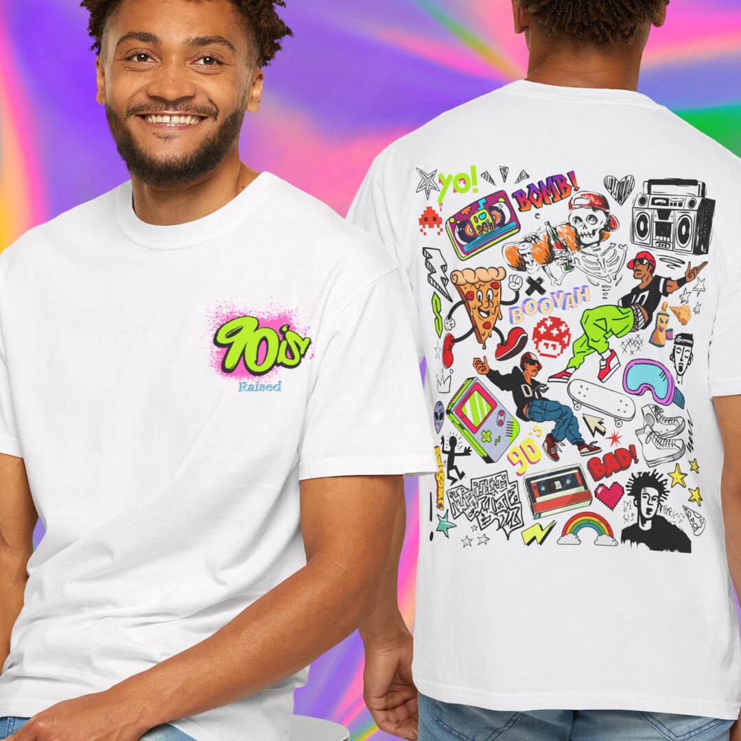 90s Nostalgia Collage T-shirt, Vintage Graphic Tee, Retro Print Top ...