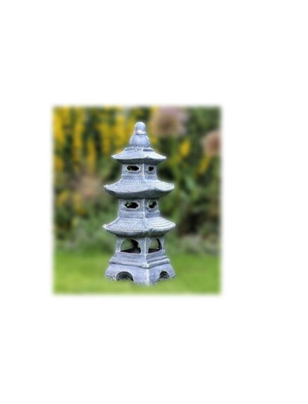 Grey Ceramic Chinese Pagoda Buddha Zen Lantern 65x25x25cm Large ...