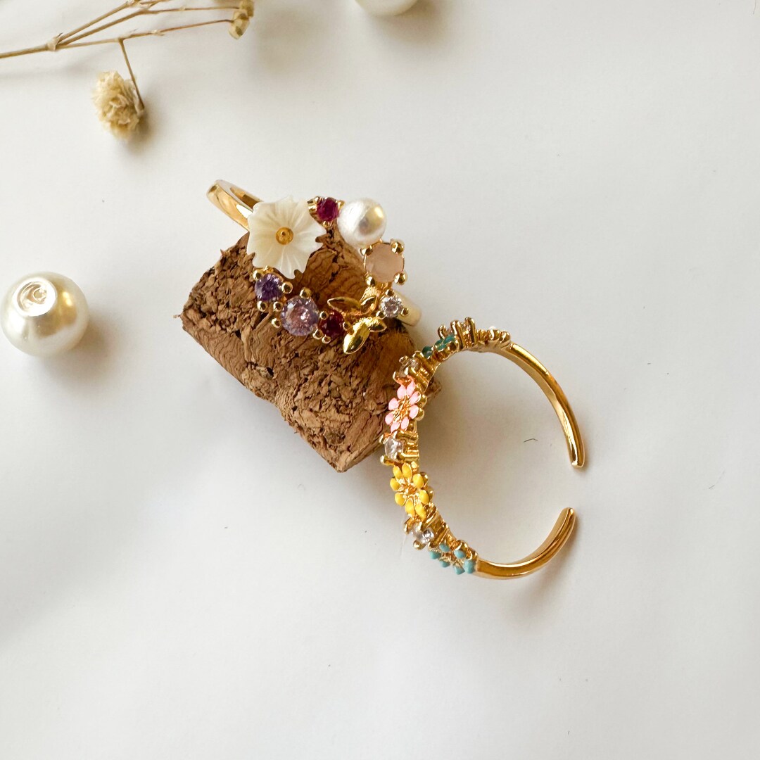 Mulan Flower Ring Sakura Ring Flower Birth Floral Ring Daisy Ring ...