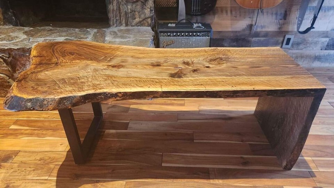 Rustic Walnut Live Edge Waterfall Coffee Table - Etsy