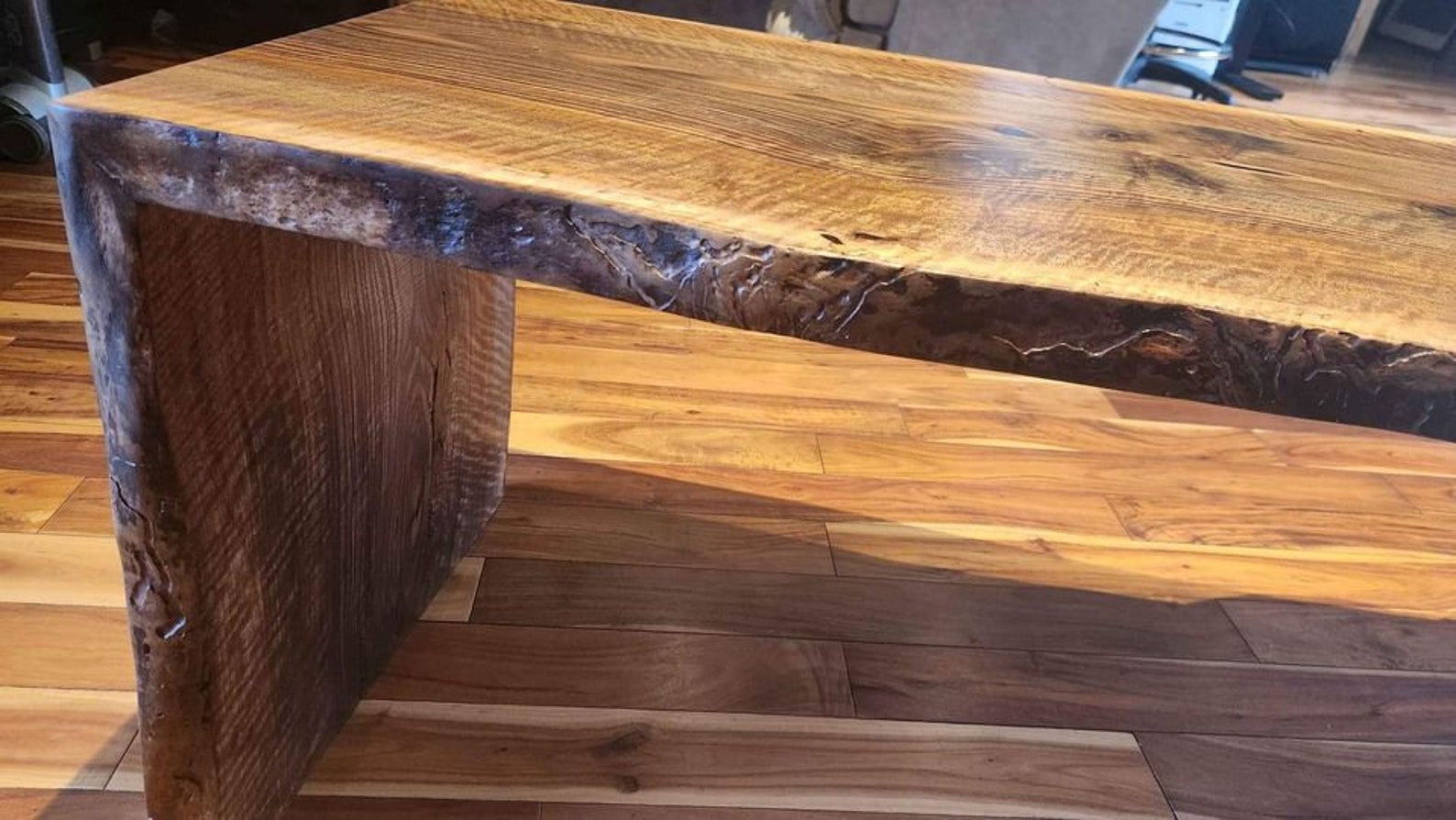 Rustic Walnut Live Edge Waterfall Coffee Table - Etsy