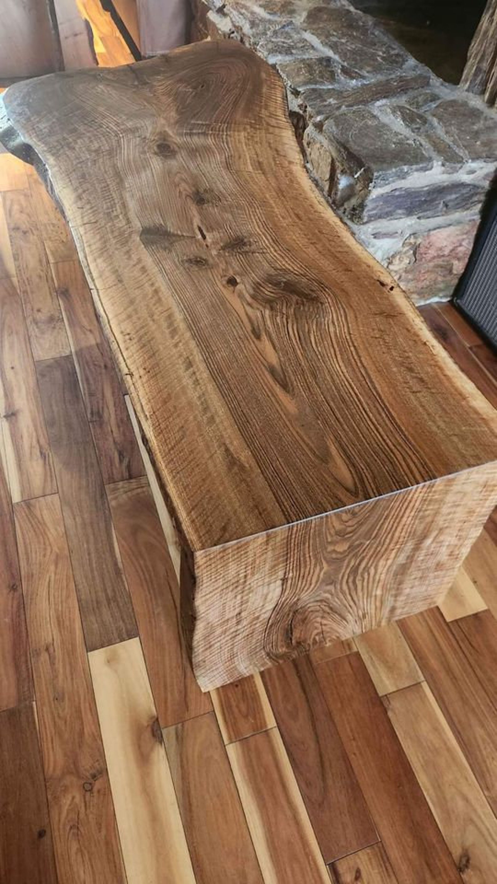 Rustic Walnut Live Edge Waterfall Coffee Table - Etsy
