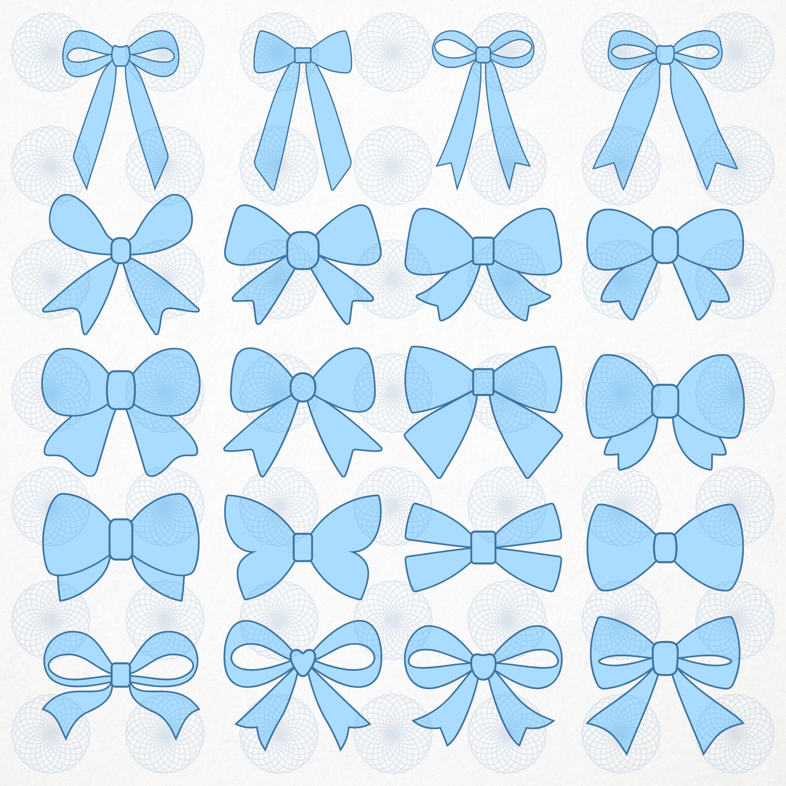 Blue Bows SVG, Vector Bows SVG Bundle, Vector Blue Ribbon Bows ...