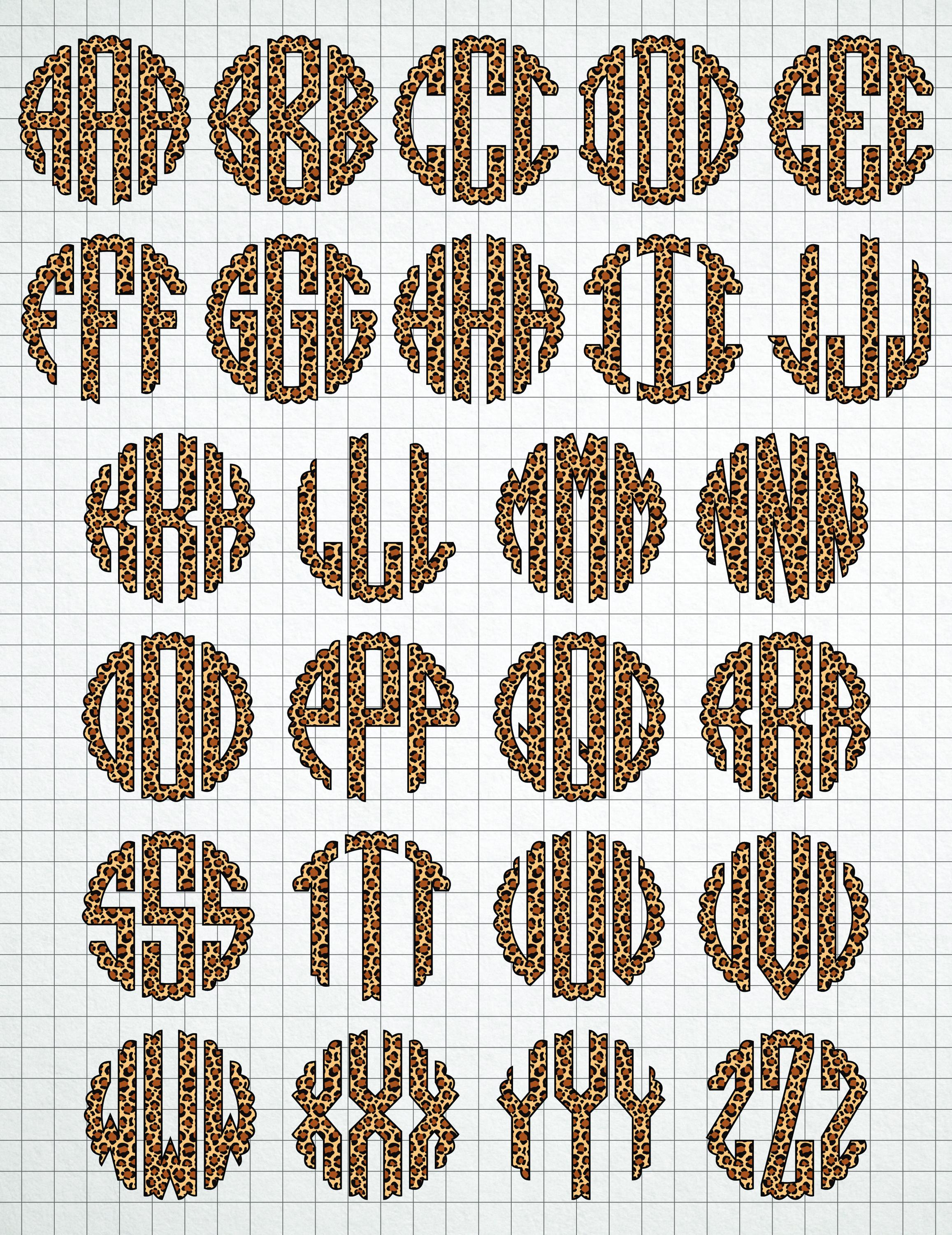 Leopard Monogram PNG, Leopard Circle Monogram Letters A-Z, Leopard ...