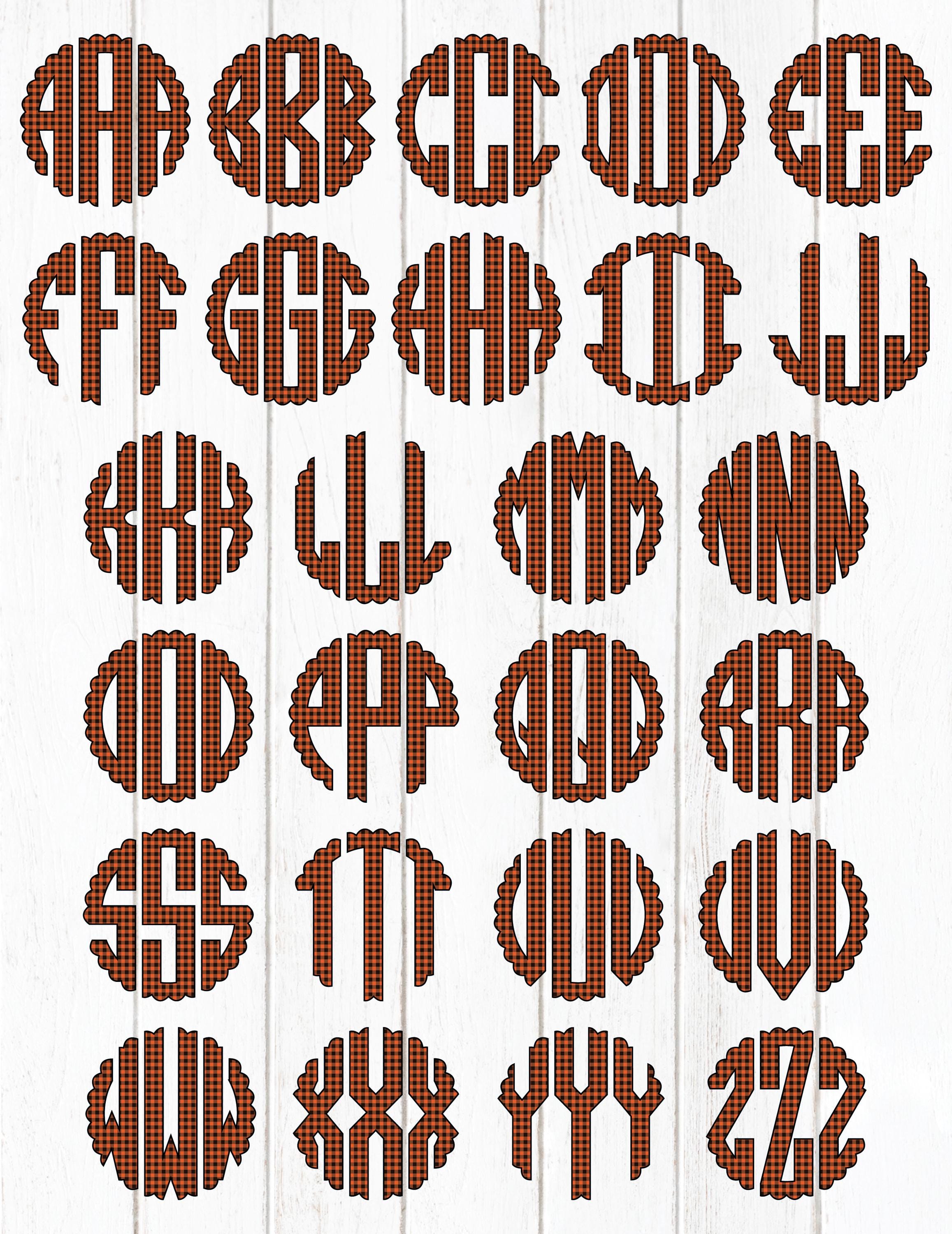 Gingham Scallop Monogram Letters A-Z (SVG Digital Download) Custom ...