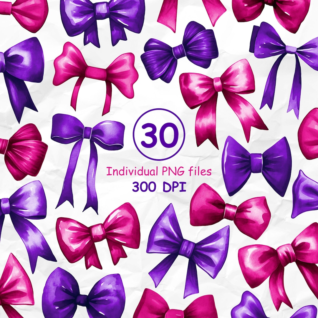Pink and Purple Bows PNG, Purple and Pink Bows Collection, Purple ...