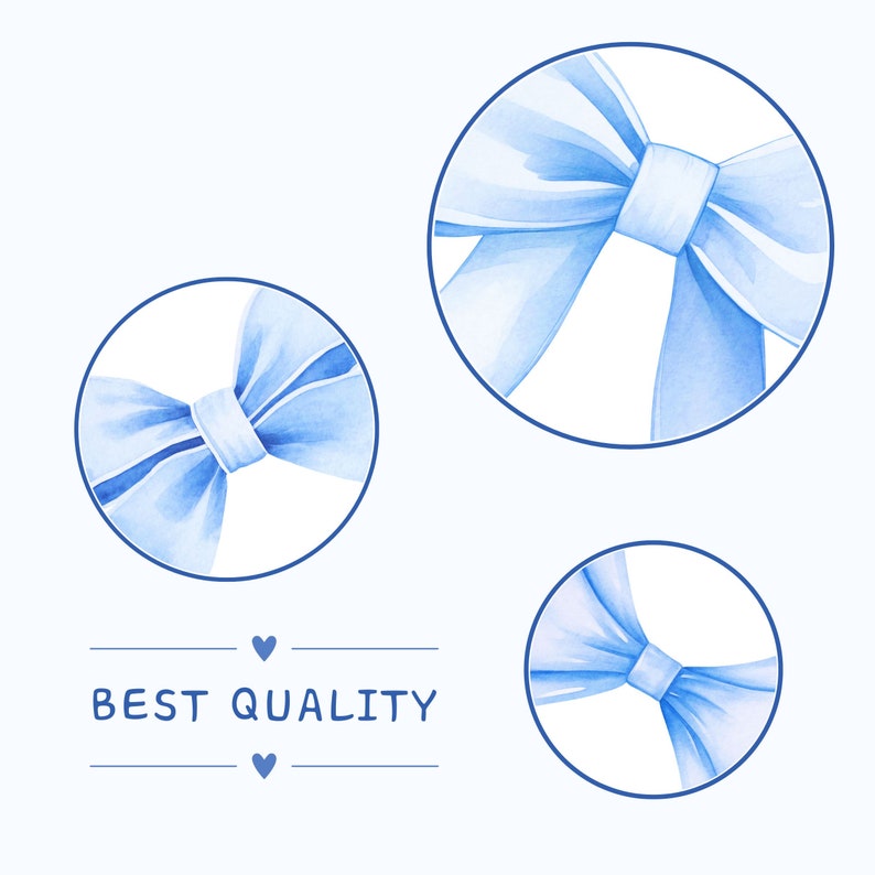 Watercolor Blue Bows PNG Clipart: Ribbon Bow Collection (digital ...